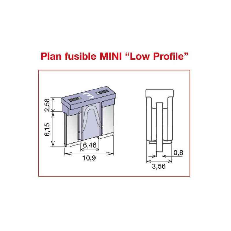Fusible 10A x10 MINI Perfil Bajo SAE J 2077 - ISO 8820