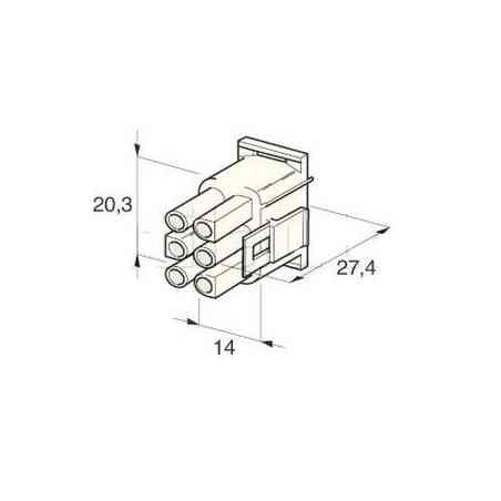 Mate and lock connectors type AMP with 6 -way box clipping